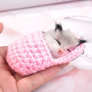 Cute Nation | Accessories | New Cute Sleeping Cat Handbag Charm ...